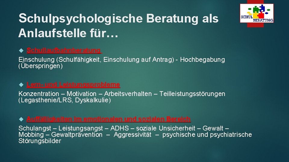 Schulinterne Beratungsfachkrfte Vorstellung Schulpsychologie JULIA ...
