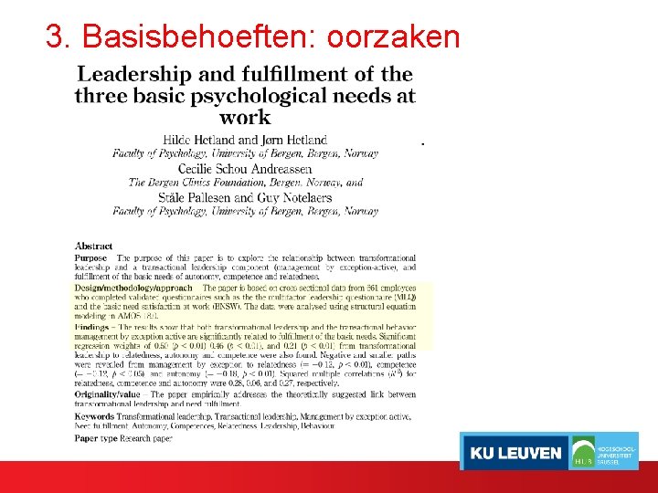 Waarom basisbehoeften belangrijk zijn Motiveren vanuit de Zelf