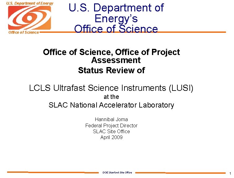 U S Department of Energy Office of Science