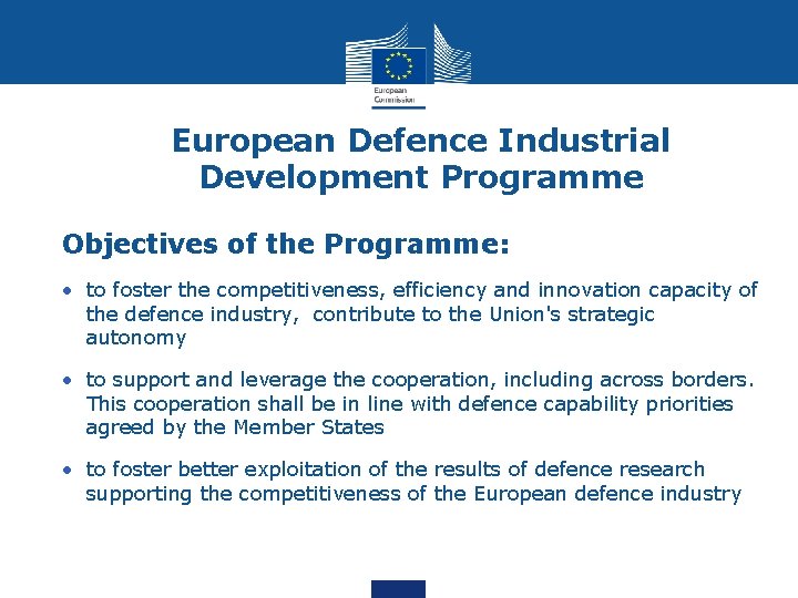 Work Programme Implementation of the European Defence Industrial