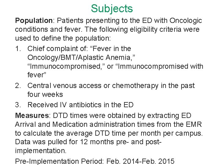 POP Overcoming Barriers to Prompt Administration of IV