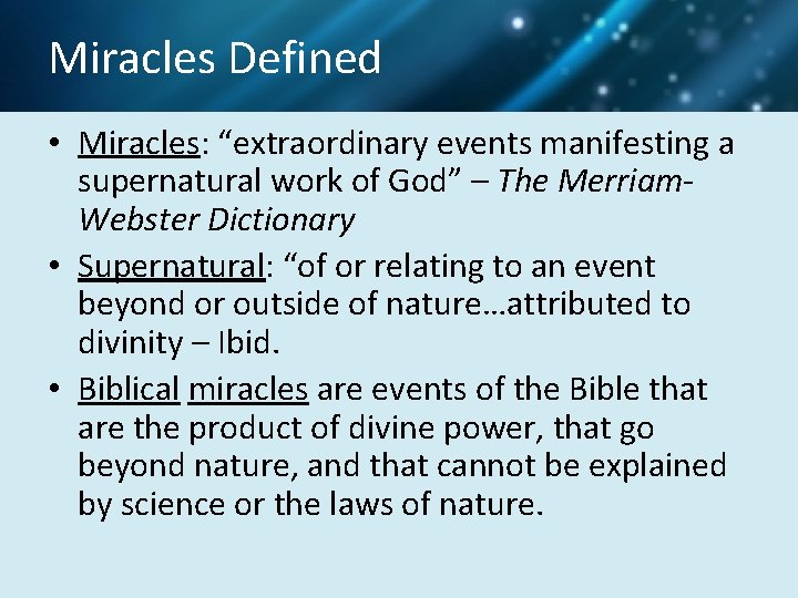 Biblical Miracles Part 1 Description and Purposes Introduction