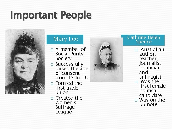 Womens Suffrage in Australia Timeline Important People Mary