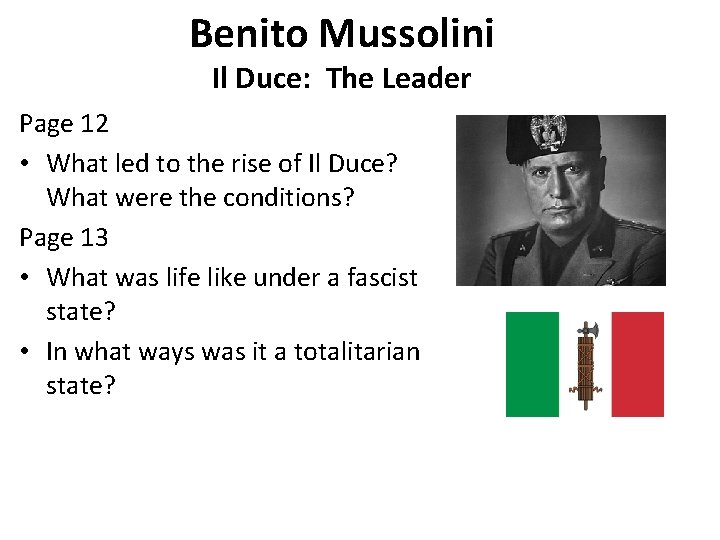 Aim How did Mussolini appeal to the Italian