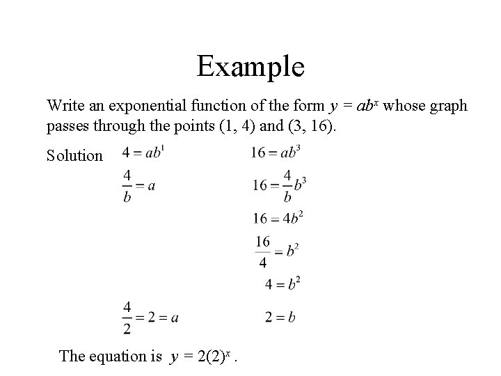 Writing An Exponential Equation From Two Points Tessshebaylo