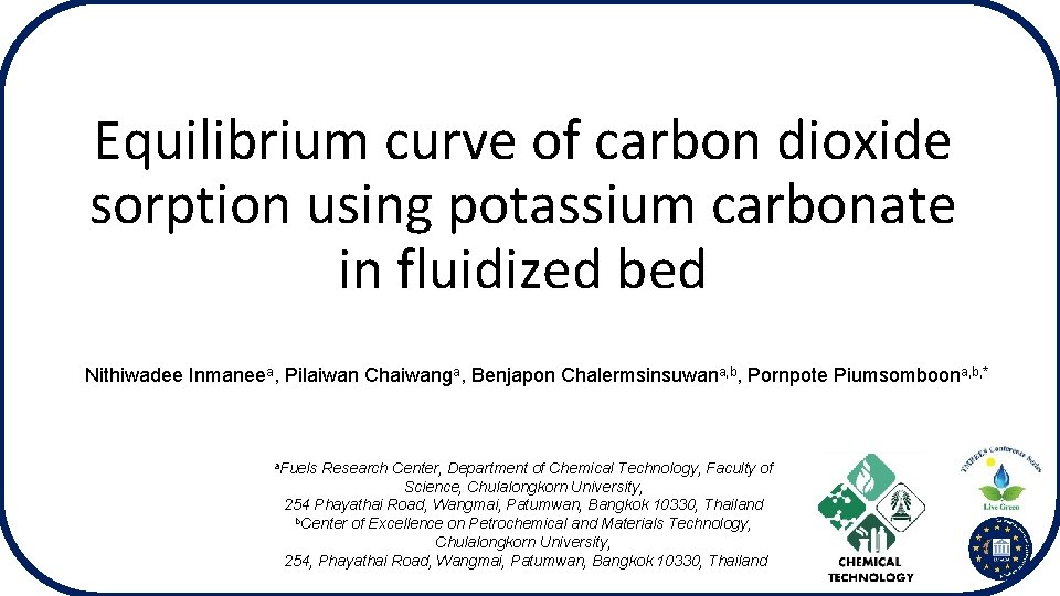 Equilibrium curve of carbon dioxide sorption using potassium