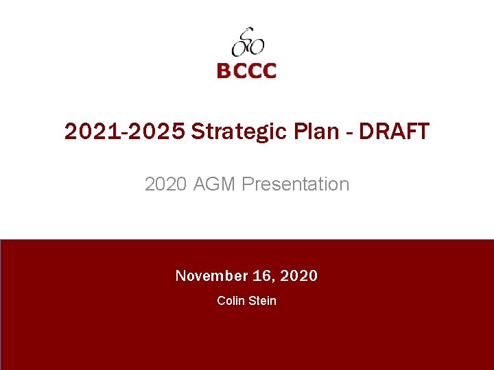 2021 2025 Strategic Plan DRAFT 2020 AGM Presentation
