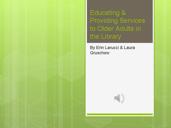 Educating Providing Services to Older Adults in the