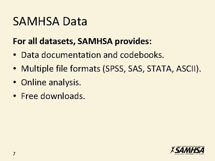 Substance Abuse and Mental Health Services Administration SAMHSA
