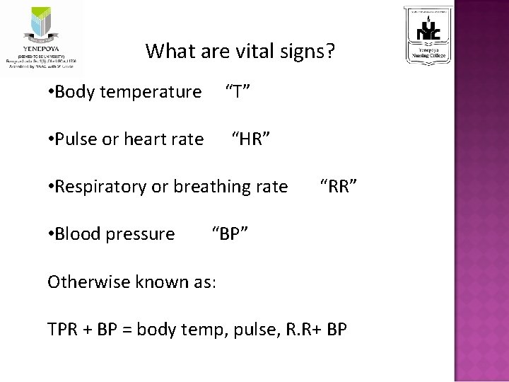 UNITVII VITAL SIGNS PRESENTED BY Mrs PRASHMA LEARNING