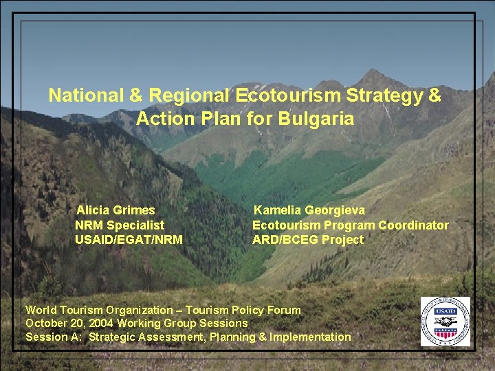 National Regional Ecotourism Strategy Action Plan for Bulgaria