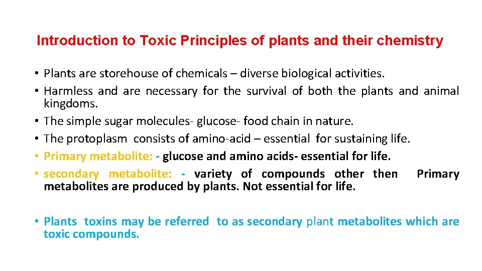 Classification identification and chemical constituents of poisonous plants