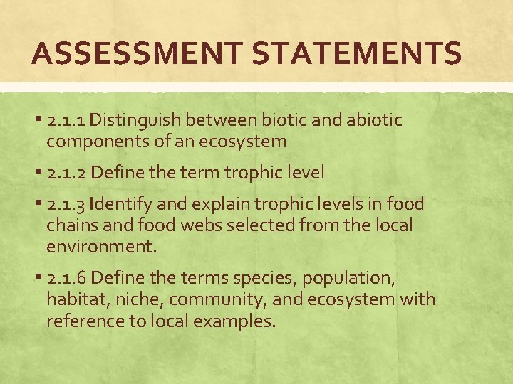 2 1 Structure of Ecosystems ESS 1 2014