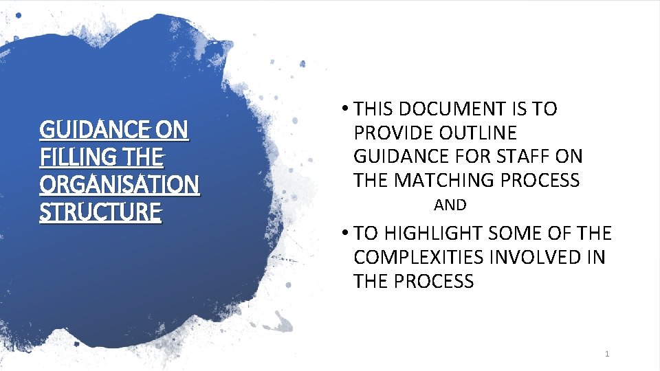 GUIDANCE ON FILLING THE ORGANISATION STRUCTURE THIS DOCUMENT