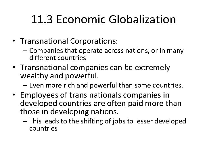 Chapter 11 Globalization Unit 4 Decades of Change