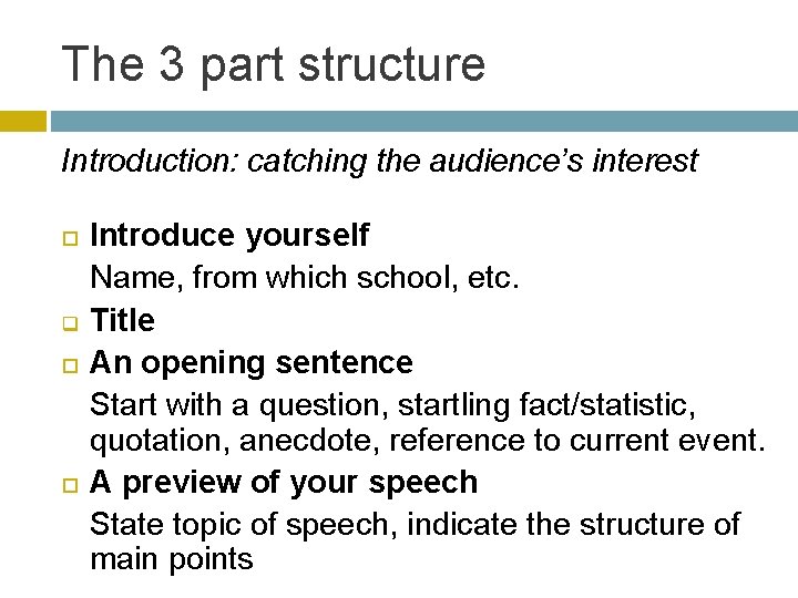 PUBLIC SPEAKING What should you think about Rules