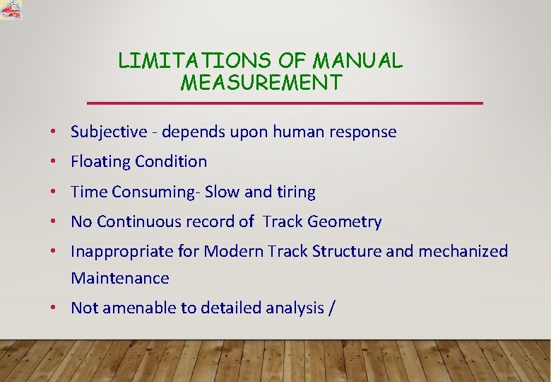 TRACK TOLERENCES Master Copy for IRTMTC by IRICEN