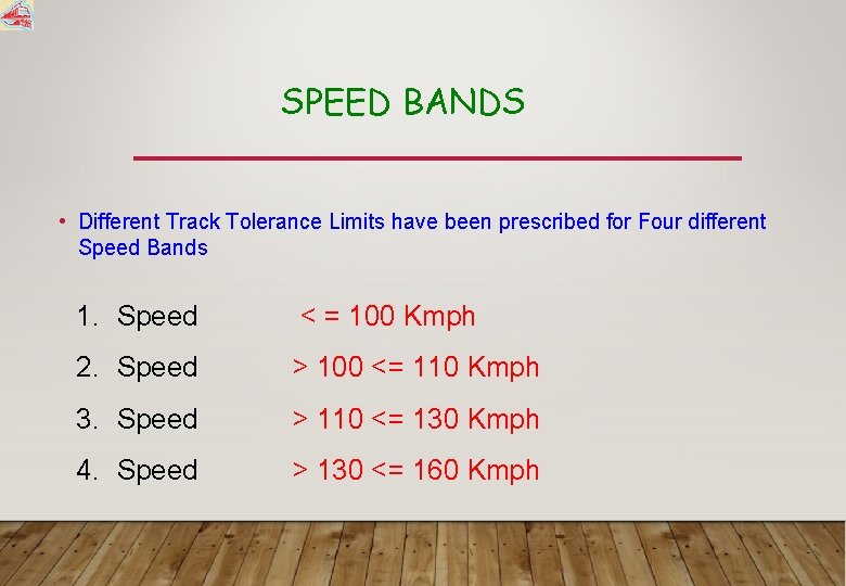 TRACK TOLERENCES Master Copy for IRTMTC by IRICEN