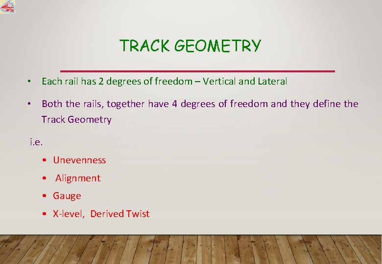 TRACK TOLERENCES Master Copy for IRTMTC by IRICEN