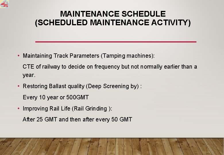 TRACK TOLERENCES Master Copy for IRTMTC by IRICEN
