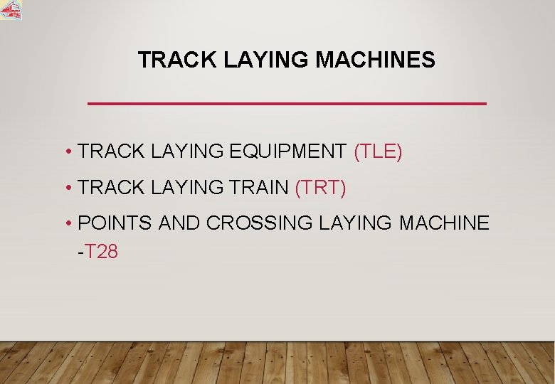TRACK TOLERENCES Master Copy for IRTMTC by IRICEN