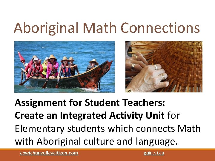 Aboriginal Math Connections David Sufrin Vancouver Island University