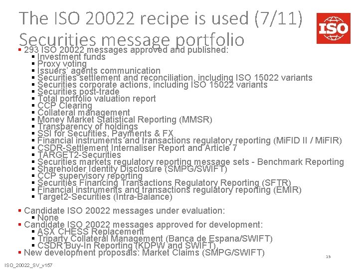 ISO 20022 The success of ISO 20022 Universal