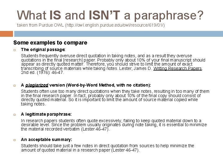 PARAPHRASING Dan Hopper dhopperemich edu Dr Wendy Wang