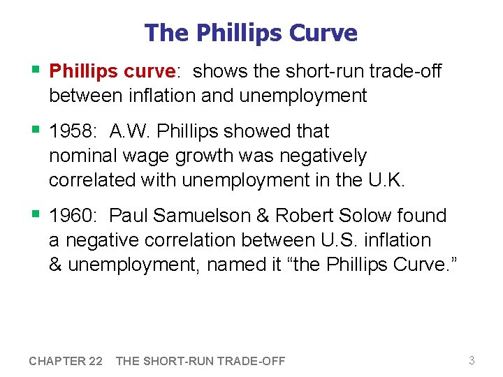 22 The ShortRun Tradeoff Between Inflation and Unemployment