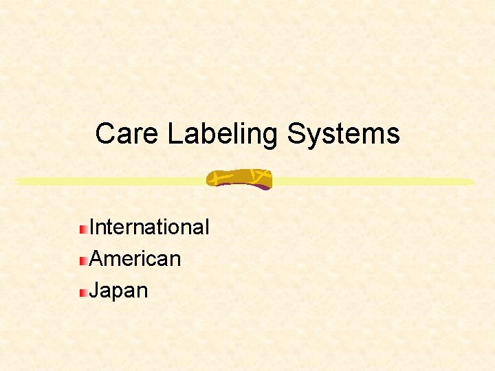 Care Labeling Systems International American Japan Introduction According