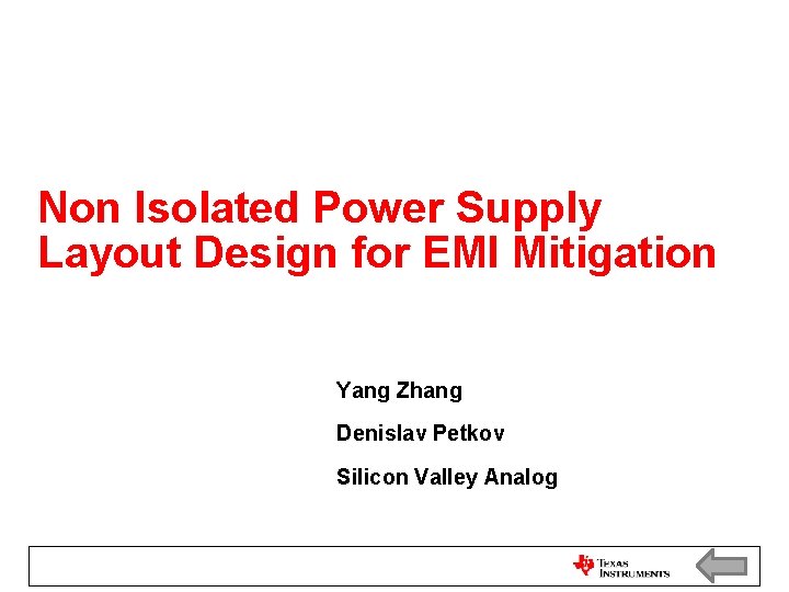Non Isolated Power Supply Layout Design for EMI