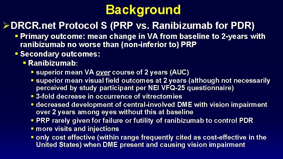Protocol S Prompt PRP vs Ranibizumab Deferred PRP