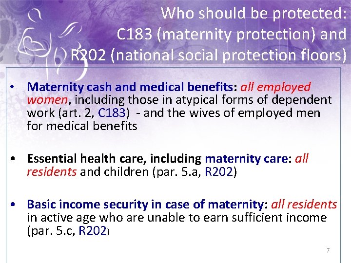 International Labour Organization World trends on maternity protection