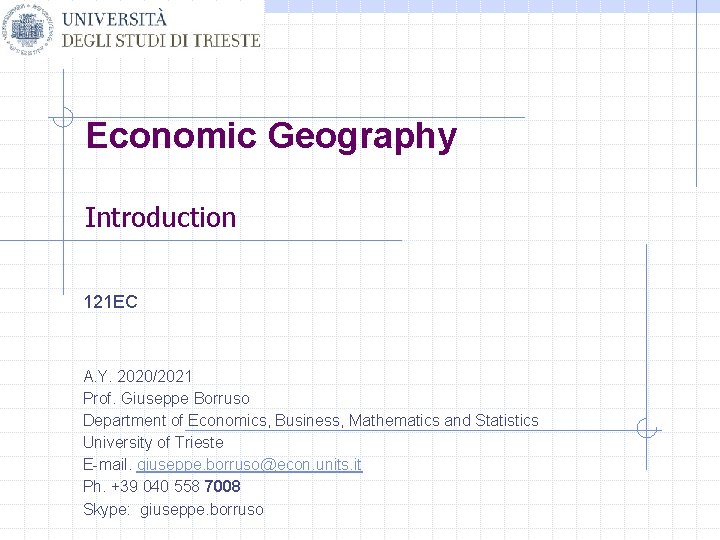 Economic Geography Introduction 121 EC A Y 20202021