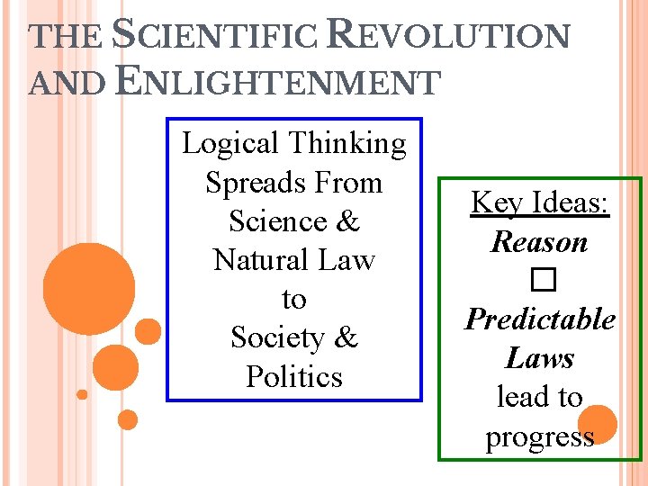 THE SCIENTIFIC REVOLUTION AND ENLIGHTENMENT Logical Thinking Spreads