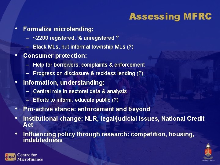 Challenges facing the microfinance industry in South Africa