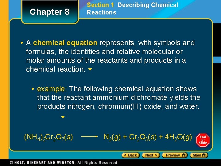 Chapter 8 Preview Lesson Starter Objectives Indications of