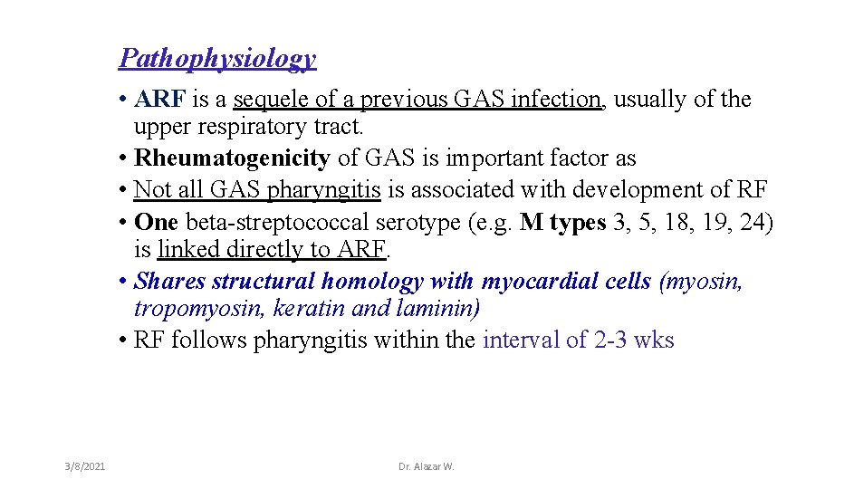 Rheumatic Fever By Dr alazar W Rheumatic Fever