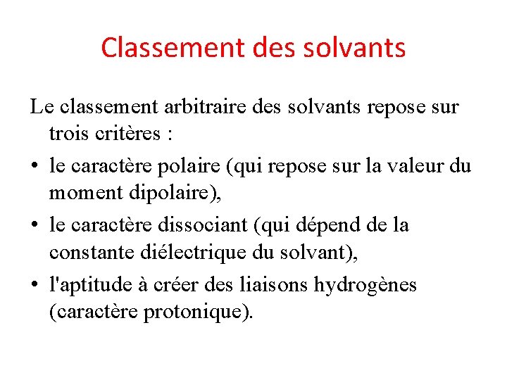 Chapitre 11 Les solvants Cours du Professeur TANGOUR