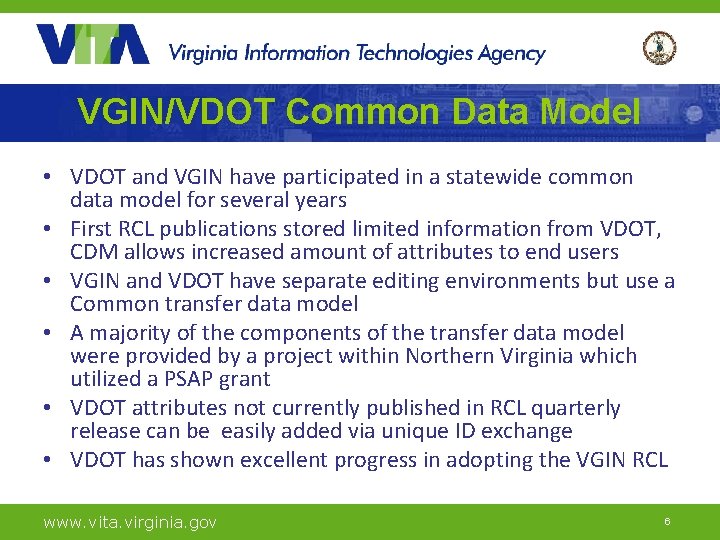 VBMP RCL Workshop Using VDOT Data November 4