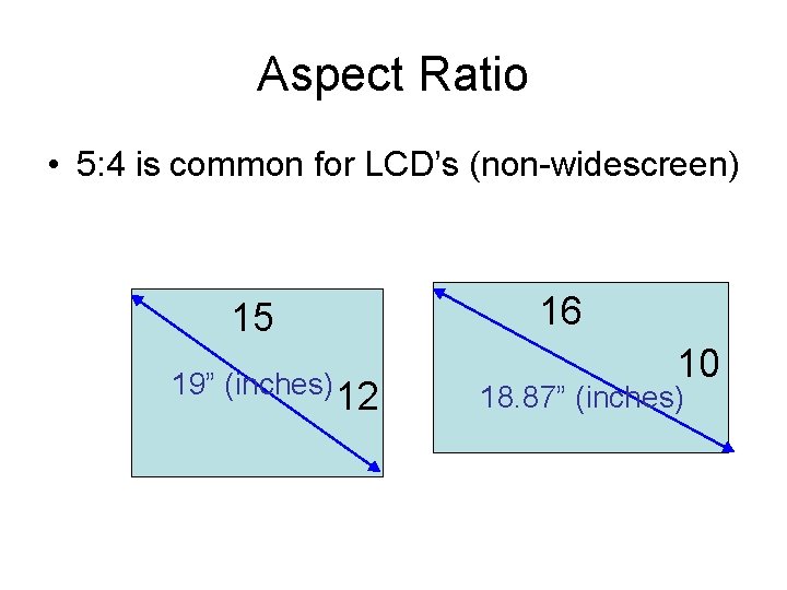 Monitor Sizes Monitor sizes in the US are