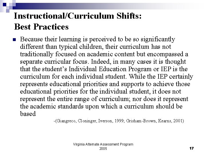 Virginia Alternate Assessment Program VAAP Instructional Manual and
