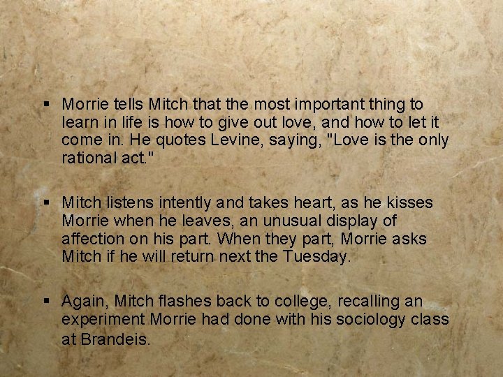 tuesdays with Morrie The Curriculum The Syllabus Mitch