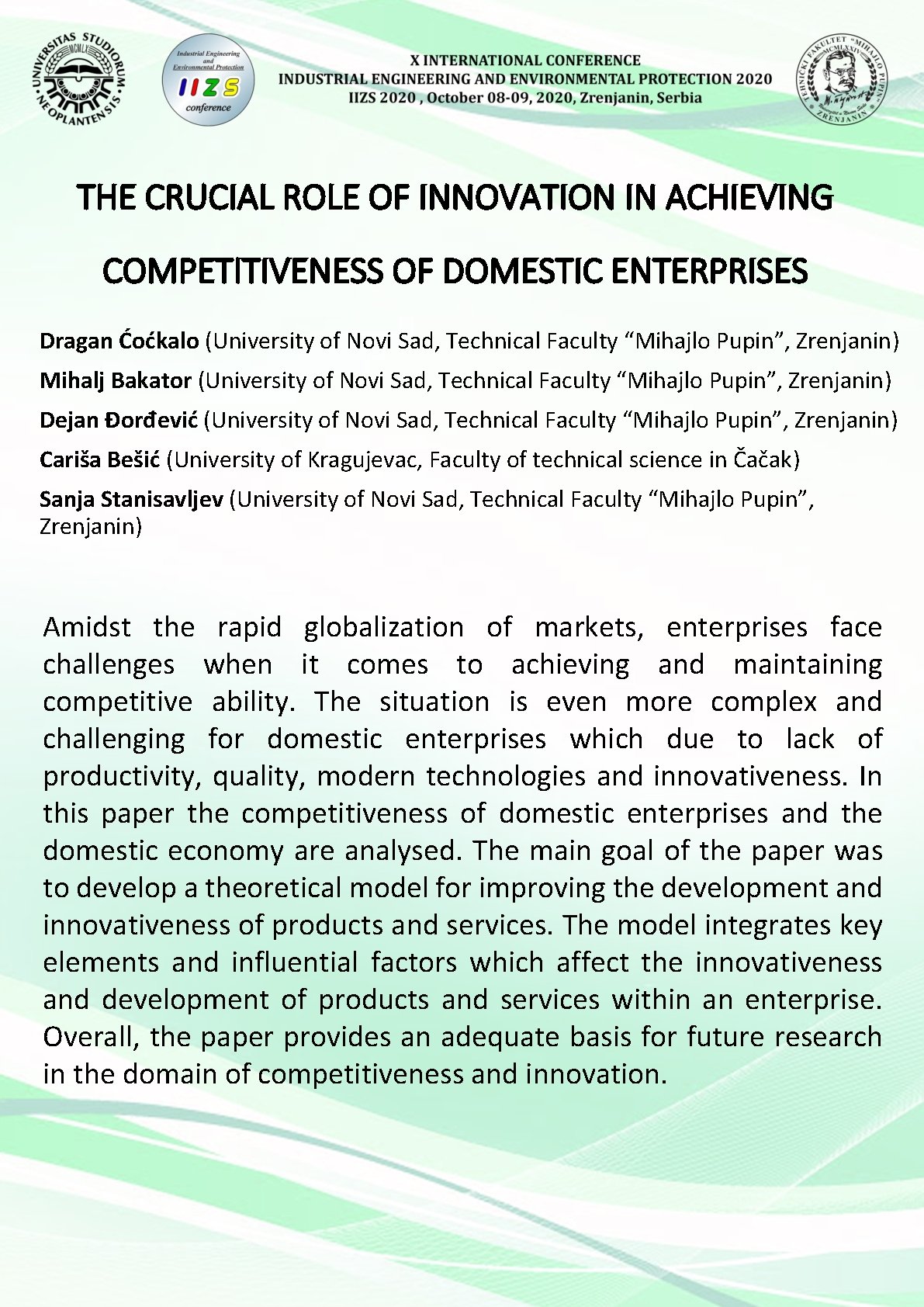 THE CRUCIAL ROLE OF INNOVATION IN ACHIEVING COMPETITIVENESS