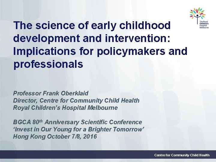 The science of early childhood development and intervention