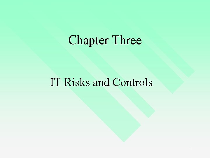 Chapter Three IT Risks and Controls 1 Lecture
