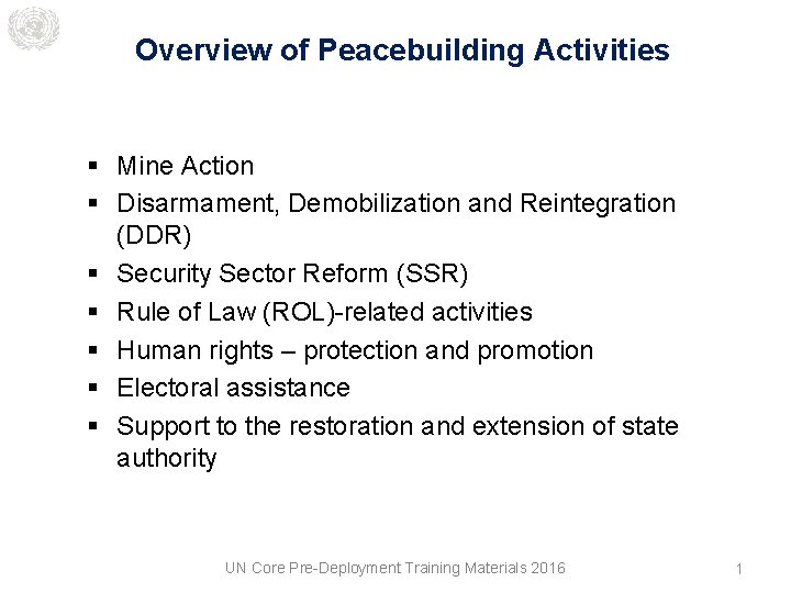 Module 2 Mandated Tasks of United Nations Peacekeeping