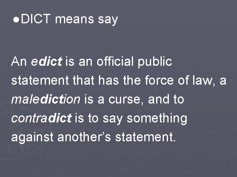 Caesars English Lesson Nine Stem meaning examples cred