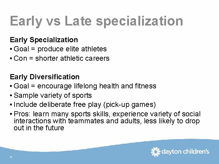 Early Sports Specialization and Burnout Dr Lora Scott