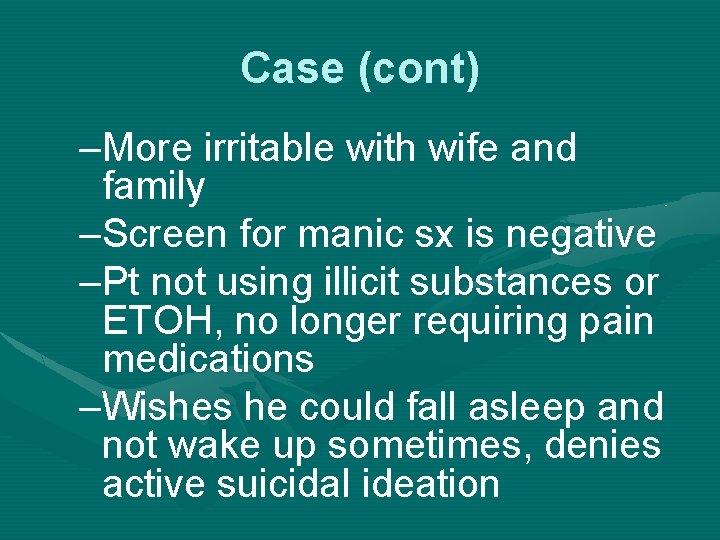 Evaluation and Treatment of Depression and Suicide Cindy